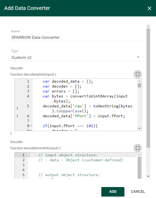 Adding Data Converters to Tektelic CORE Network Server